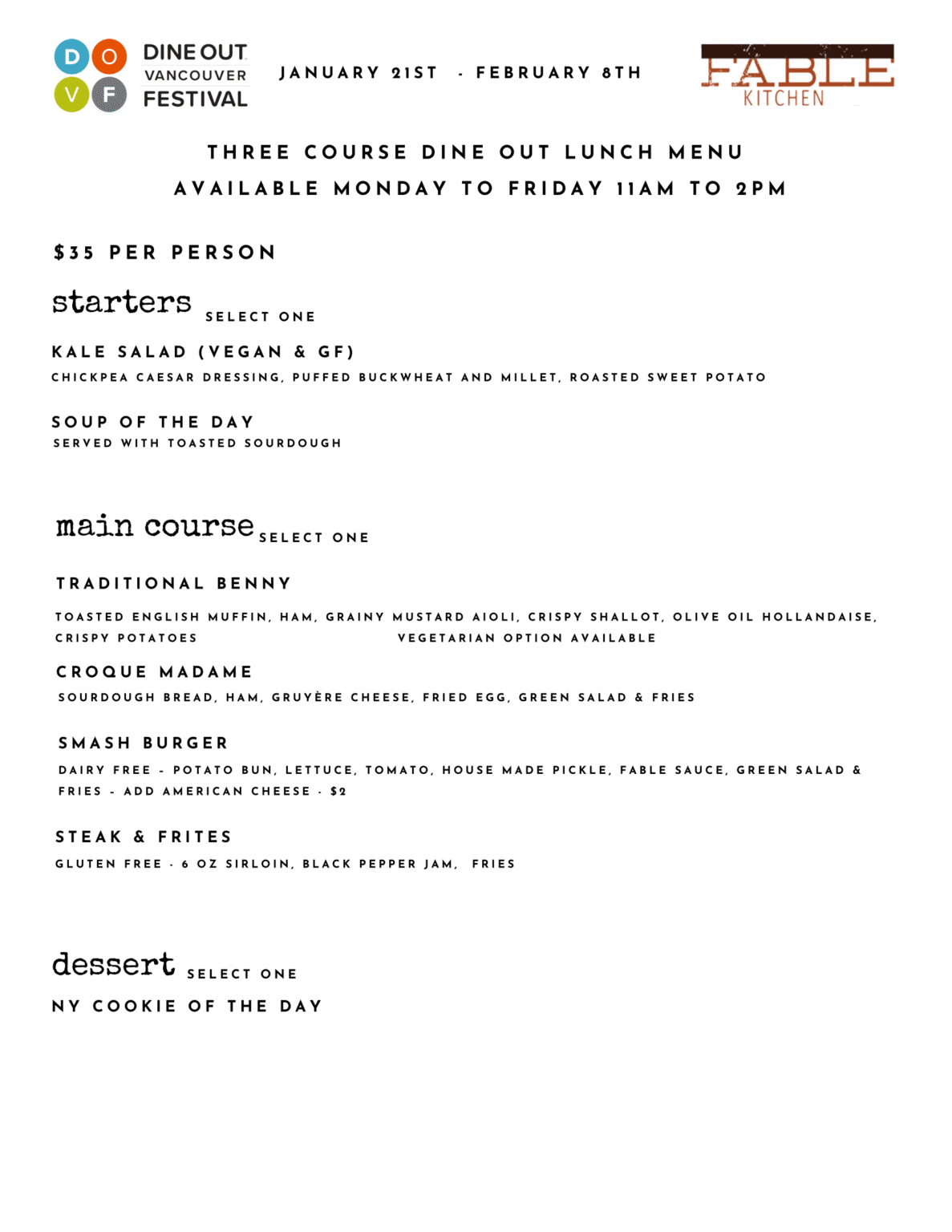 Menu - Fable Kitchen